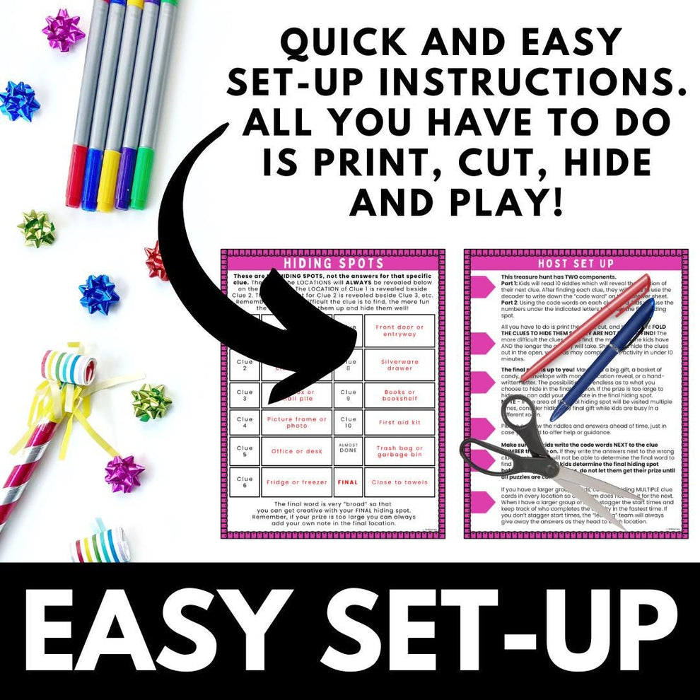 Girls Birthday Scavenger Hunt for Teens and Tweens, Indoor Printable G