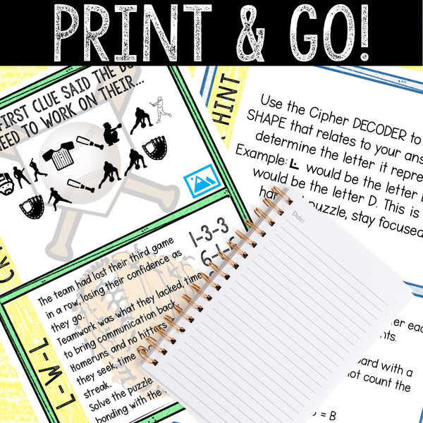 Escape Room for Kids - Printable Party Game – Baseball