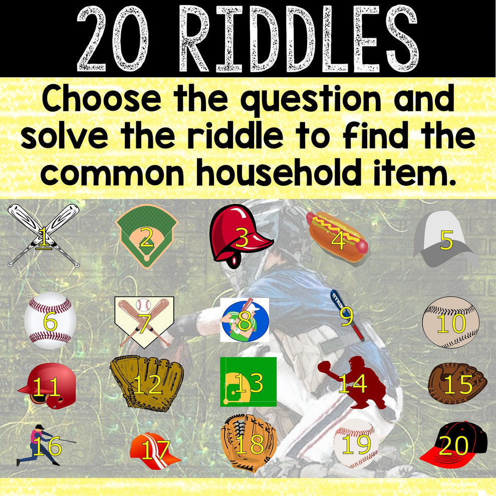 Baseball Theme Virtual Scavenger Hunt - Digital Party Game