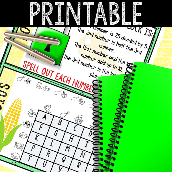 Thanksgiving Escape Room for Kids - Printable Party Game