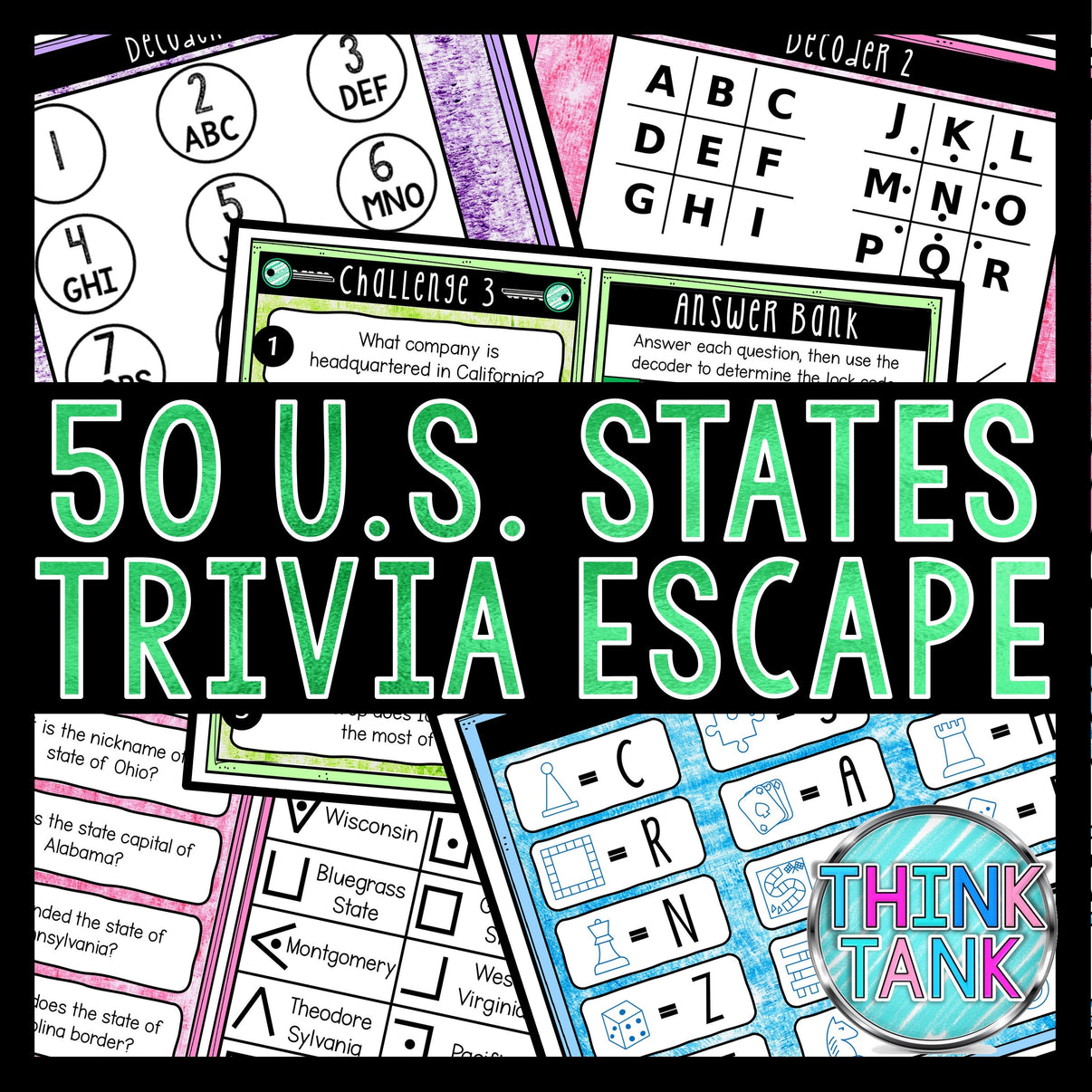 50 U.S. States Trivia Game - Escape Room for Kids