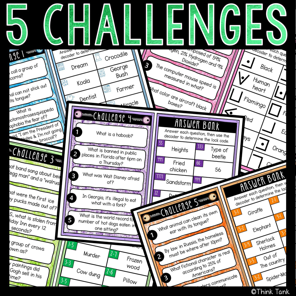 Funny Facts Trivia Game - Escape Room for Kids - Printable Party Game