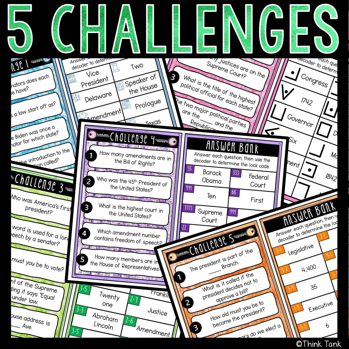 US Government Trivia Game - Escape Room for Kids - Printable Party Gam
